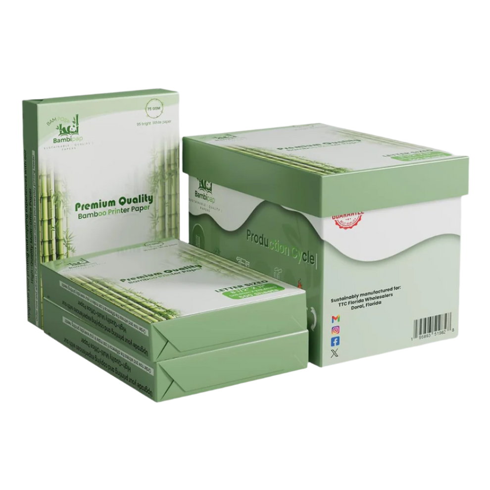 Bamboo - White Multipurpose 20 lb Paper - Letter Sized 8.5” x 11" - 3 ...